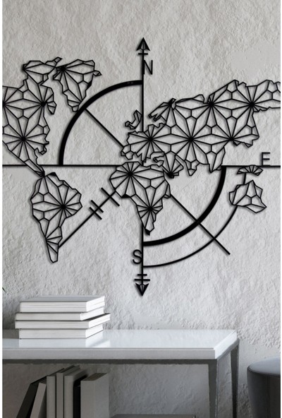 Gowpenart Dizayn Pusulalı Dünya Haritası Ev&ofis Metal Duvar Tablosu Gowpenart Dizayn Pusulalı Dünya Haritası Ev&ofis Metal Duvar Tablosu