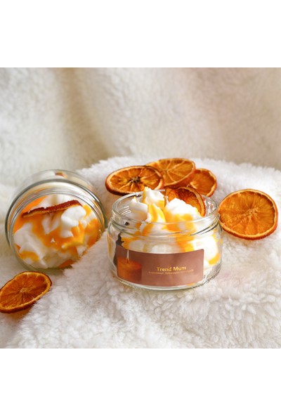 Trend Mum Aromaterapi Dekoratif Cremania Portakal Kokulu Mum (%100 Soya Wax) , Hediyelik Trend Mum Aromaterapi Dekoratif Cremania Portakal Kokulu Mum (%100 Soya Wax) , Hediyelik