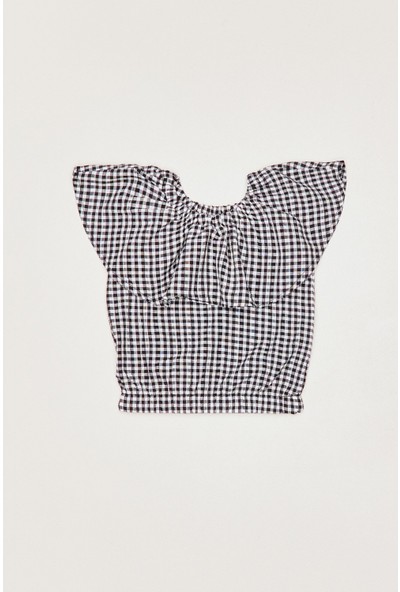 FullaModa Pötikare Desenli Yakası Fırfırlı Çocuk Bluz