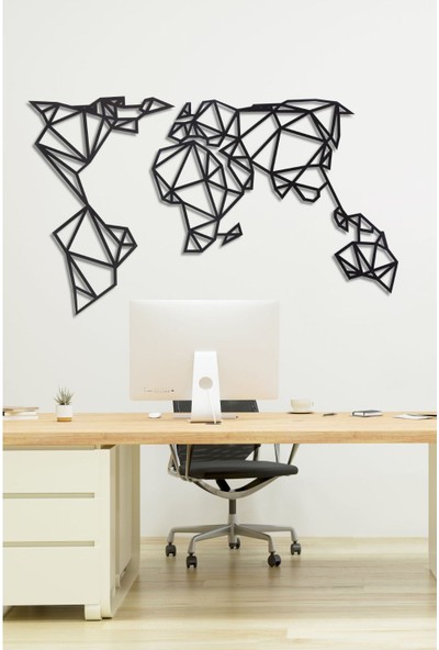 Gowpenart Dizayn Geometrik Dünya Haritası Ev&ofis Metal Duvar Tablosu Gowpenart Dizayn Geometrik Dünya Haritası Ev&ofis Metal Duvar Tablosu