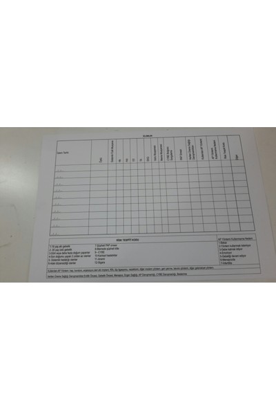 Kültür Matbaası 15-49 Yaş Kadın Izlem Formu 100'LÜ