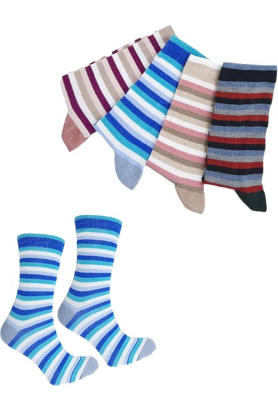 Kadın 4 Çift Soft Renkli Çizgili 36-40 Numara BT-0517 Kadın 4 Çift Soft Renkli Çizgili 36-40 Numara BT-0517