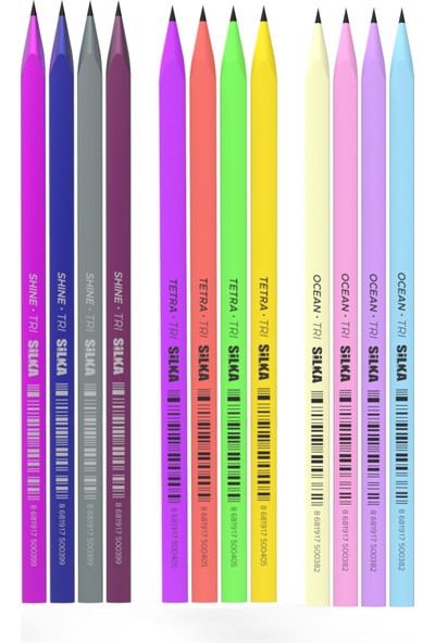 Silka Kaly Üçgen Karışık Renkli Kurşun Kalem 12'li