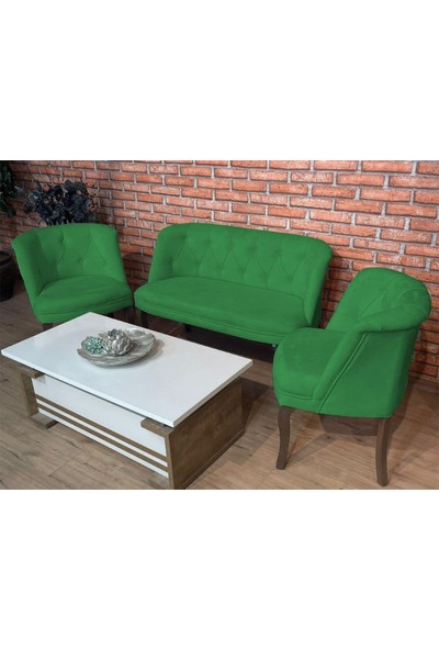 Ipek Mobilya Muhabbet Çay Seti 2+1+1 Yeşil