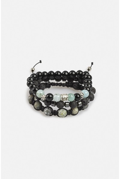 Avva Erkek Siyah 3'lü Taşlı Bileklik A21Y9631