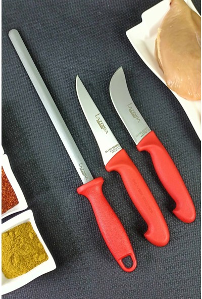 Lazbisa Bella Mutfak Bıçak Seti Restoran Mangal Masat Silver 3'lü Set S-Y Lazbisa Bella Mutfak Bıçak Seti Restoran Mangal Masat Silver 3'lü Set S-Y