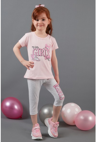 Lela Baskılı Bisiklet Yaka Pamuklu 2'li Takım Kız Çocuk Takım 6211023