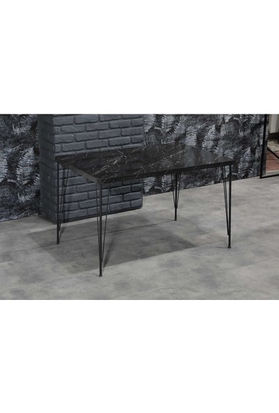 Trendy Assel Inci 80X120 Siyah Mermerli Siyah Ayaklı Mutfak Masası Trendy Assel Inci 80X120 Siyah Mermerli Siyah Ayaklı Mutfak Masası
