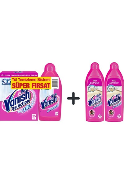 Kosla Vanish Oxi Action Tül Beyazlatıcı+Tül PARLATICISI450 ml+KOSLA Vanish Oxi Action Halı YIKAMA850 ml