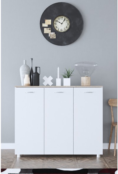 EVDEMO Nisa 3 Kapaklı Ayakkabılık Beyaz