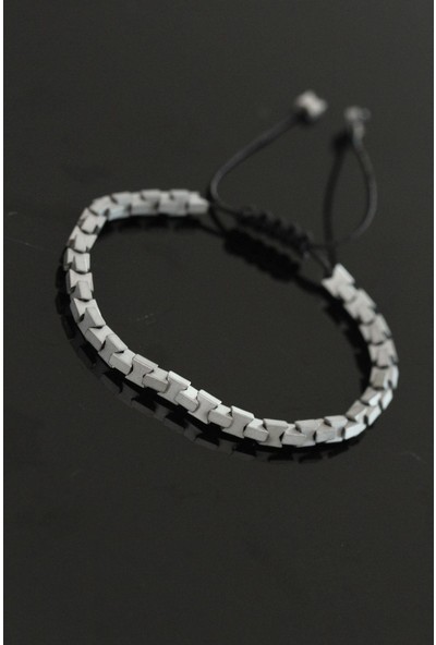 Clariss Gri Renk Hematit Taş Makrome Asansörlü Bileklik