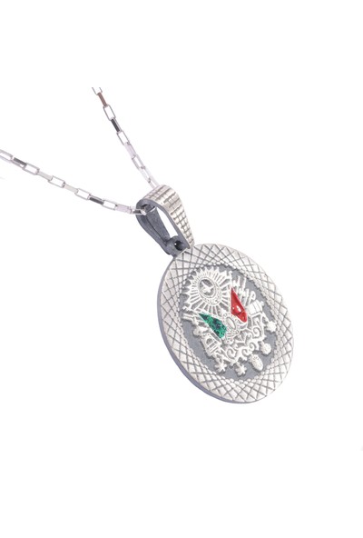 Som Gümüş & Tesbih 925 Ayar Gümüş Osmanlı Arması Işlemeli Erkek Kolye