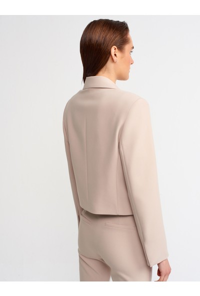 60309 Kısa Blazer Ceket-Bej