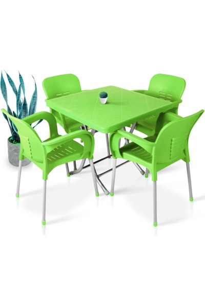 Romanoset Paris 80 x 80 cm Katlanır Bahçe ve Balkon Masa Takımı 4 Sandalyeli Yeşil Romanoset Paris 80 x 80 cm Katlanır Bahçe ve Balkon Masa Takımı 4 Sandalyeli Yeşil