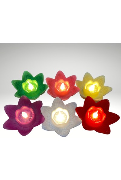 Gae Dekoratik Gül Sekilli Pilli 6lı Renkli LED Işıklı Mum Seti