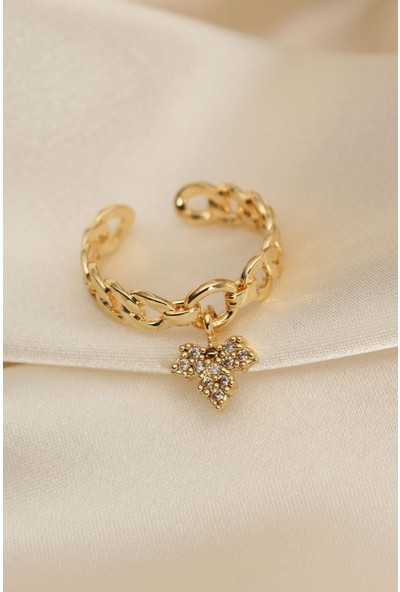 Clariss Ayarlanabilir Gold Renk Yaprak Figürlü Yüzük