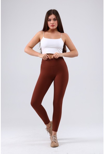 Derya Kurşun Gri Yüksek Bel Fitilli Tayt 0608