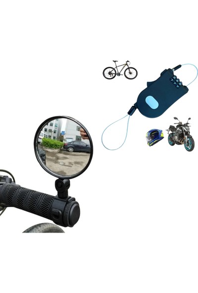 Turkish A2Z Şifreli Çelik Halatlı Bisiklet Kilidi ve Geniş Açılı Bisiklet Scooter Aynası Dikiz Ayna 360 Derece Turkish A2Z Şifreli Çelik Halatlı Bisiklet Kilidi ve Geniş Açılı Bisiklet Scooter Aynası Dikiz Ayna 360 Derece