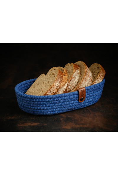 Joyso Pamuk İp El Yapımı Ekmek Sepeti 22 x 12 x 5 cm.