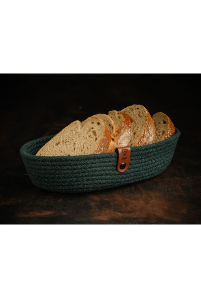 Joyso Pamuk İp El Yapımı Ekmek Sepeti 22 x 12 x 5 cm.