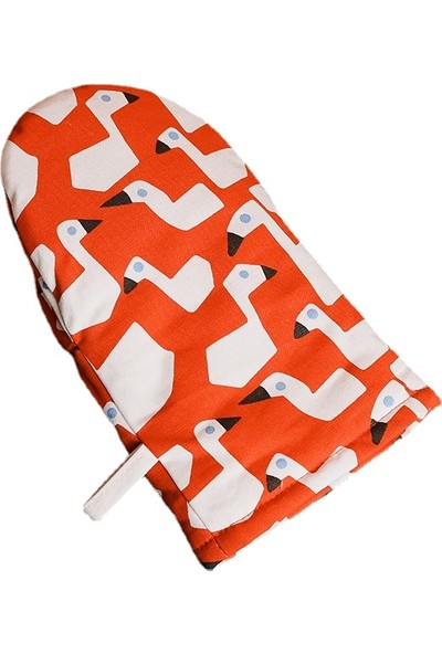 Pinellia Flowers Douler Desenli Yalıtımı Fırın Eldiveni - Turuncu (Yurt Dışından)
