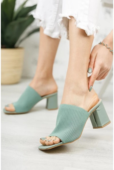 Eldora Shoes Yeşil Triko Terlik