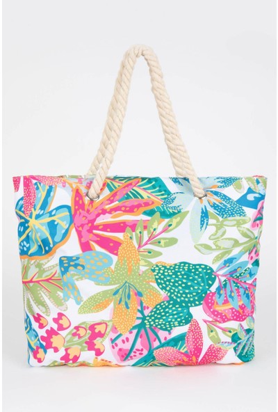 DeFacto Kadın Yaprak Desenli Plaj Çantası X7815AZNS