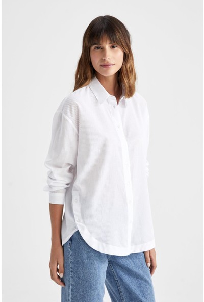 DeFacto Regular Fit Basic Uzun Kollu Gömlek Tunik X3581AZ22SM