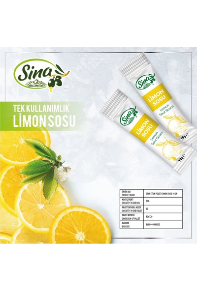 Sina Tek Kullanımlık Limon Sosu 10 g x 500 adet