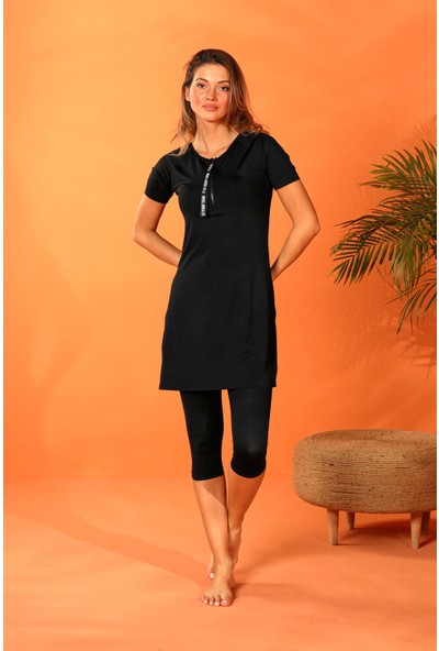 Marina Siyah Kadın Sade Tasarım Yarı Kapalı Mayo M2218 Marina Siyah Kadın Sade Tasarım Yarı Kapalı Mayo M2218