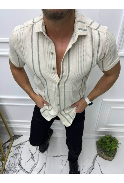 Datich Erkek Keten Yazlık Kısa Kollu Gömlek