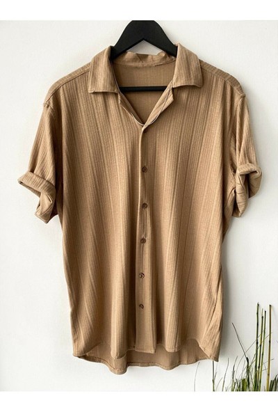 Datich Erkek Bej Pamuklu Yazlık Kısa Kollu Gömlek