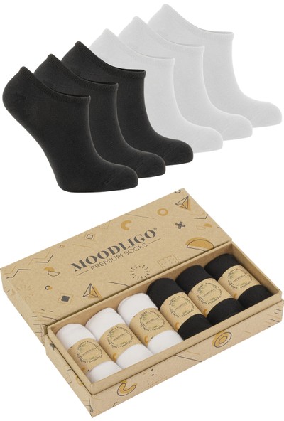 Moodligo Kadın 6'lı Premium Bambu Sneaker Çorap - 3 Siyah 3 Beyaz - Kutulu Moodligo Kadın 6'lı Premium Bambu Sneaker Çorap - 3 Siyah 3 Beyaz - Kutulu