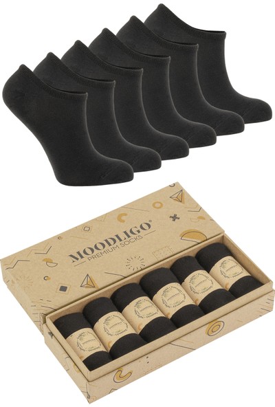 Moodligo Kadın 6'lı Premium Bambu Sneaker Çorap - Siyah - Kutulu Moodligo Kadın 6'lı Premium Bambu Sneaker Çorap - Siyah - Kutulu