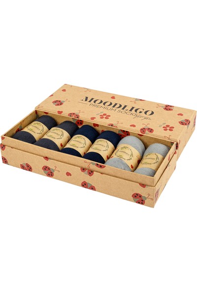 Moodligo Kadın 6'lı Premium Bambu Patik Çorap - 2 Gri 2 Füme 2 Lacivert - Kutulu Moodligo Kadın 6'lı Premium Bambu Patik Çorap - 2 Gri 2 Füme 2 Lacivert - Kutulu