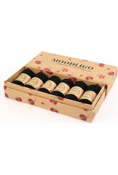 Moodligo Kadın 6'lı Premium Bambu Patik Çorap - Siyah - Kutulu Moodligo Kadın 6'lı Premium Bambu Patik Çorap - Siyah - Kutulu