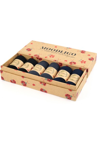 Moodligo Kadın 6'lı Premium Bambu Patik Çorap - 2 Siyah 2 Füme 2 Lacivert - Kutulu Moodligo Kadın 6'lı Premium Bambu Patik Çorap - 2 Siyah 2 Füme 2 Lacivert - Kutulu