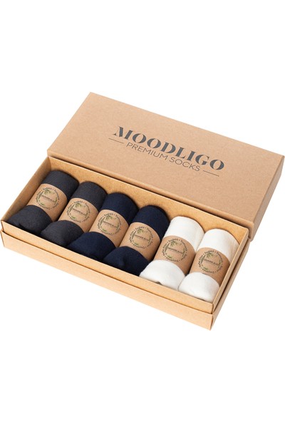 Moodligo Erkek 6'lı Premium Bambu Patik Çorap - 2 Füme 2 Beyaz 2 Lacivert - Kutulu Moodligo Erkek 6'lı Premium Bambu Patik Çorap - 2 Füme 2 Beyaz 2 Lacivert - Kutulu