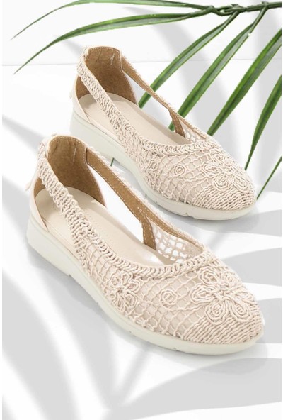 Bambi Bej Örgü Kadın Espadril K018850233