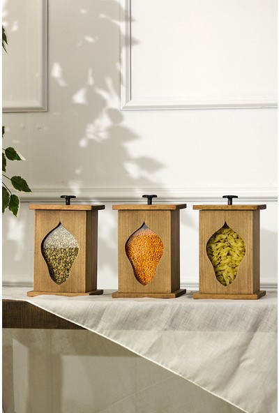 By Pallette Kraz Üçlü Ahşap Baharatlık