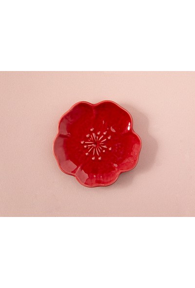 English Home Bellflower Seramik Çerezlik 9 cm Kırmızı