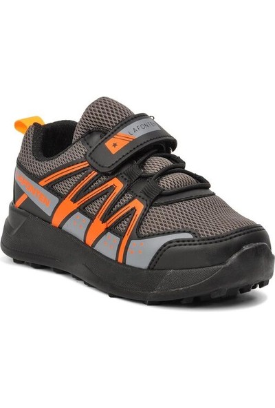 Lafonten Siyah-Füme-Turuncu Cırt Cırtlı Çocuk Spor Ayakkabı
