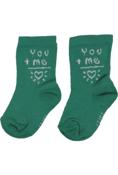 Kalp Desenli Bebek Soket Çorap | Yeşil