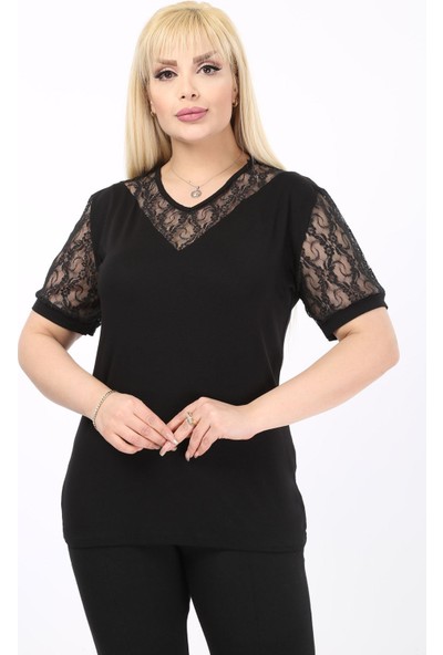 Modayız Kısa Kol Büyük Beden Bluz 2D-17881