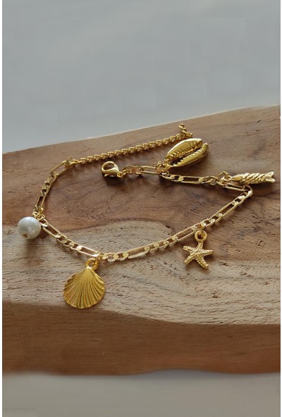 New Obsessions Deniz Kabuklu Charm Çok Figürlü Gold Halhal New Obsessions Deniz Kabuklu Charm Çok Figürlü Gold Halhal