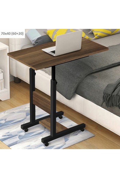 SC Dizayn Yükseklik Ayarlı Yatak Sehpası - Ceviz (Tekerli) 70 x 40 cm SC Dizayn Yükseklik Ayarlı Yatak Sehpası - Ceviz (Tekerli) 70 x 40 cm