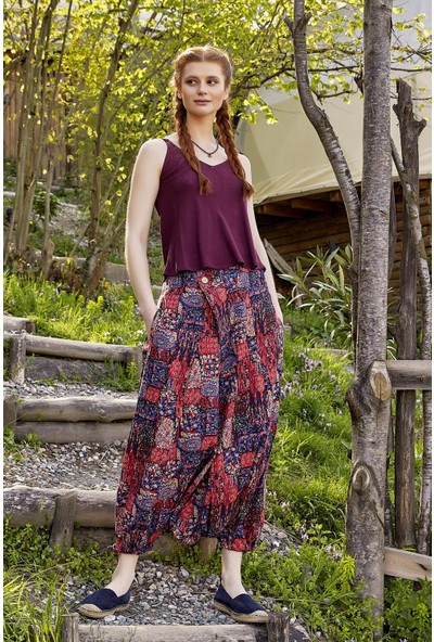 Los Banditos Doğal Düğmeli Cepli Kadın Şalvar Pantolon