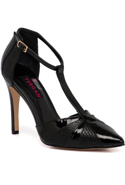 Tergan Siyah Rugan Deri Kadın Ayakkabı 65430A07