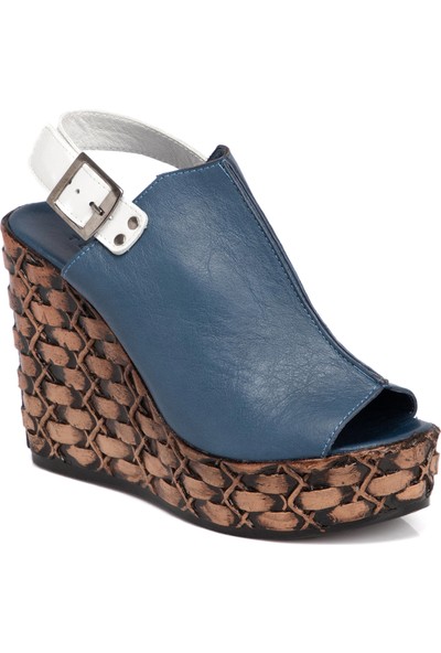 Tergan Mavi Deri Kadın Sandalet 65603J61