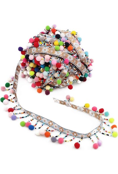 Asel Duru Kadife Boncuklu Ponpon Şerit 285 1 Metre